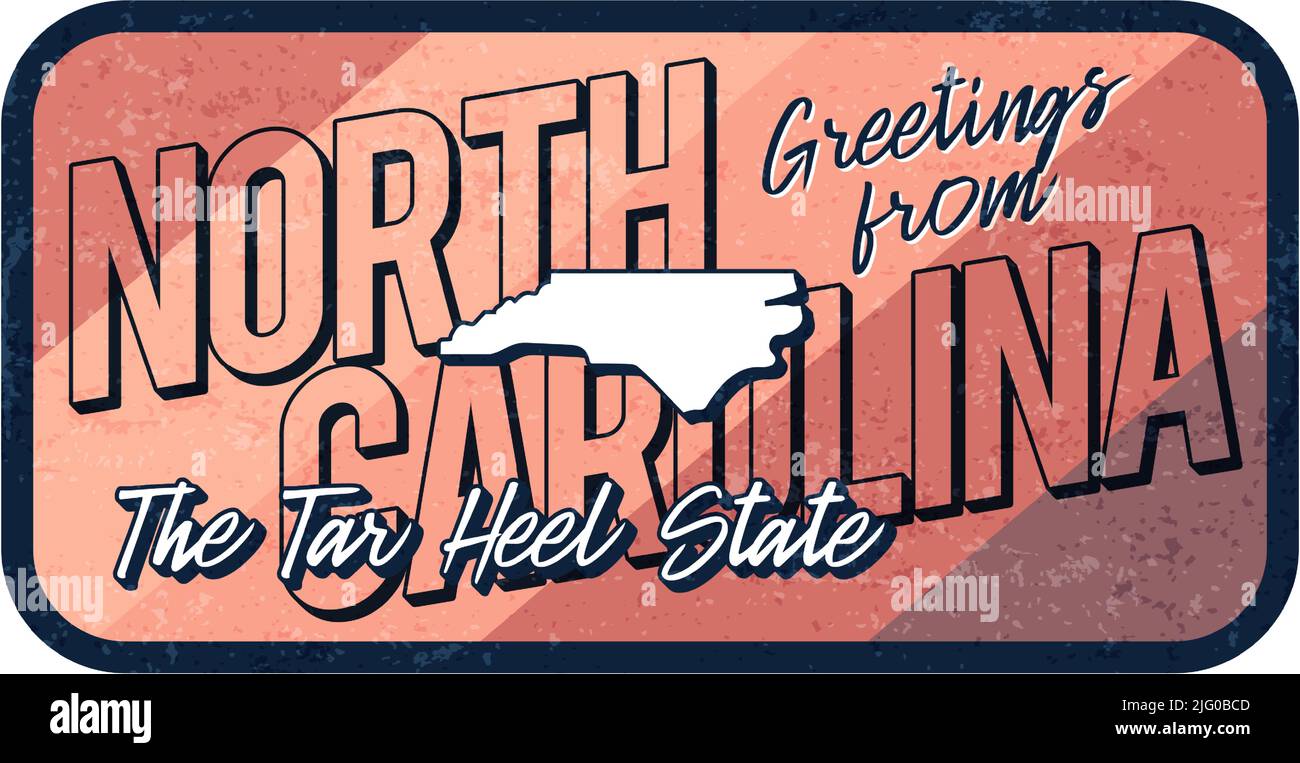 Greeting from north carolina vintage rusty metal sign vector ...