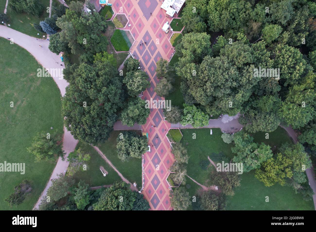 Urban park with meadow, trees and paths. Top view Stock Photo - Alamy