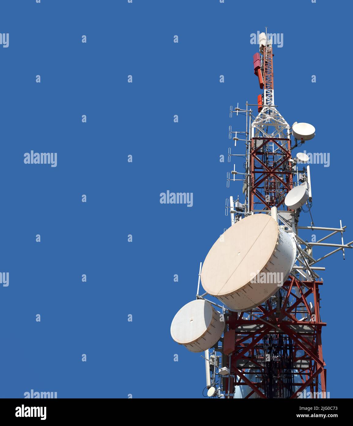 Partial view of a multi communications signal repeater antenna, radio ...