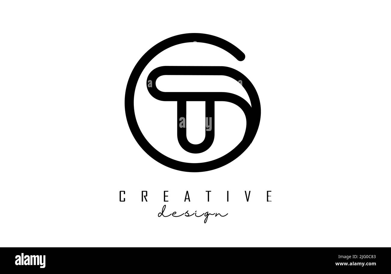 Outline Letters TO t o logo with creative shapes and geometric design ...