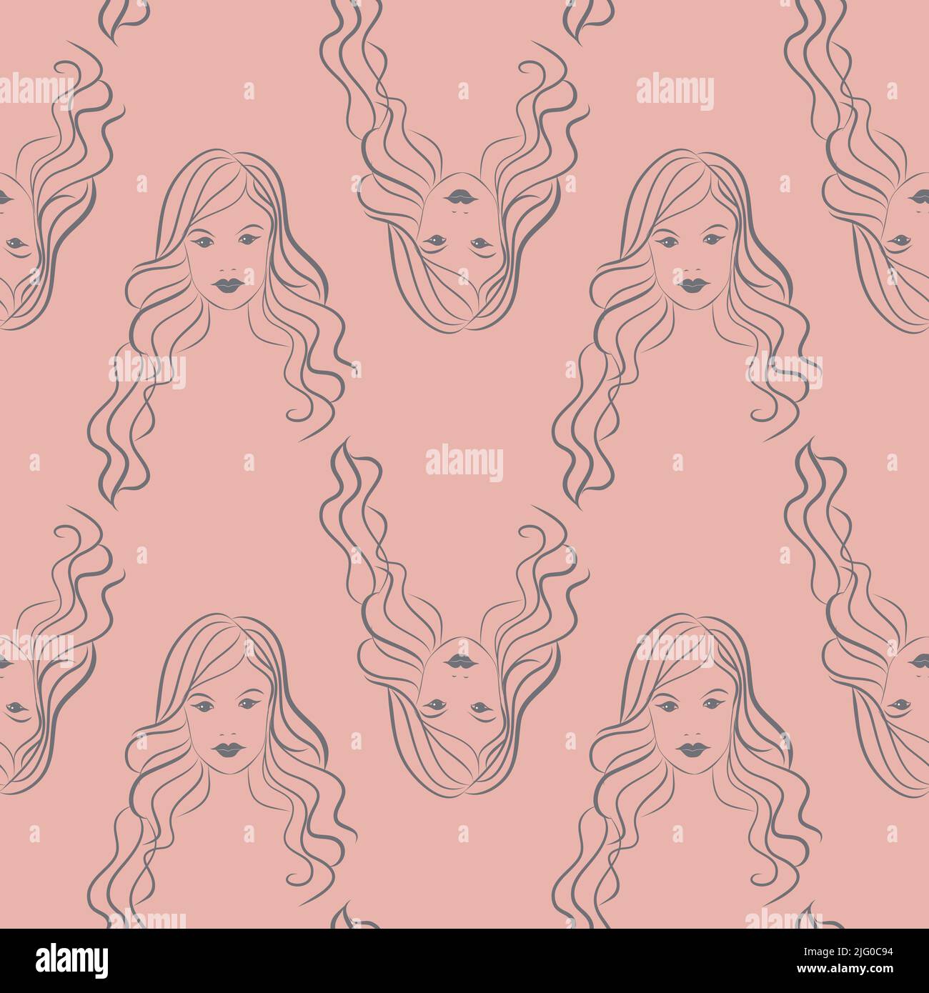 Lady girl beauty on pink background seamless pattern for decoration and ...