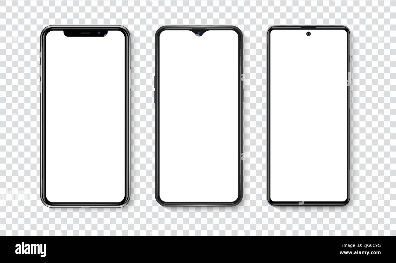 High quality realistic trendy smartphone with blank white screen. Phone ...