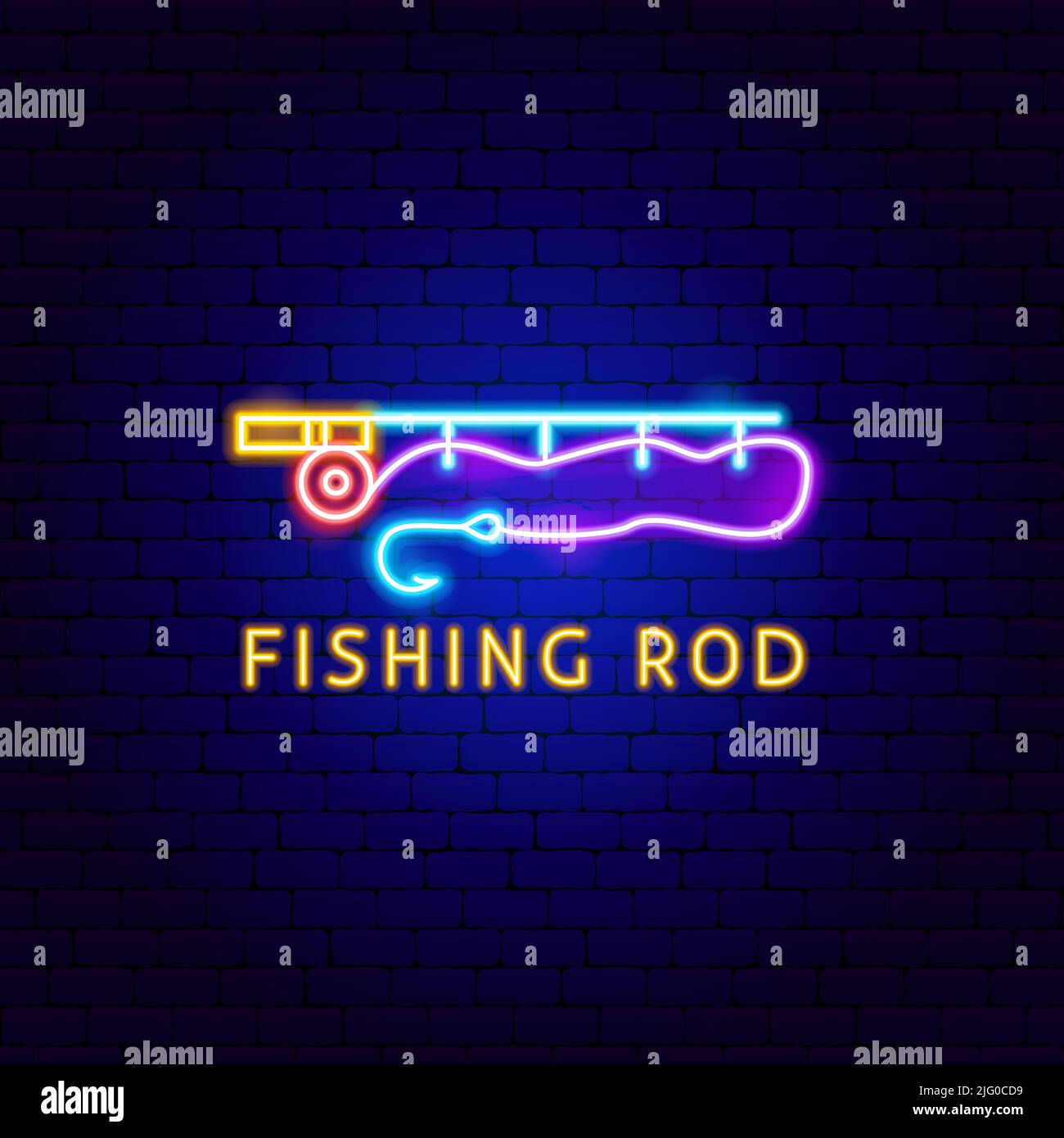 Fishing Rod Neon Label Stock Vector Image & Art - Alamy
