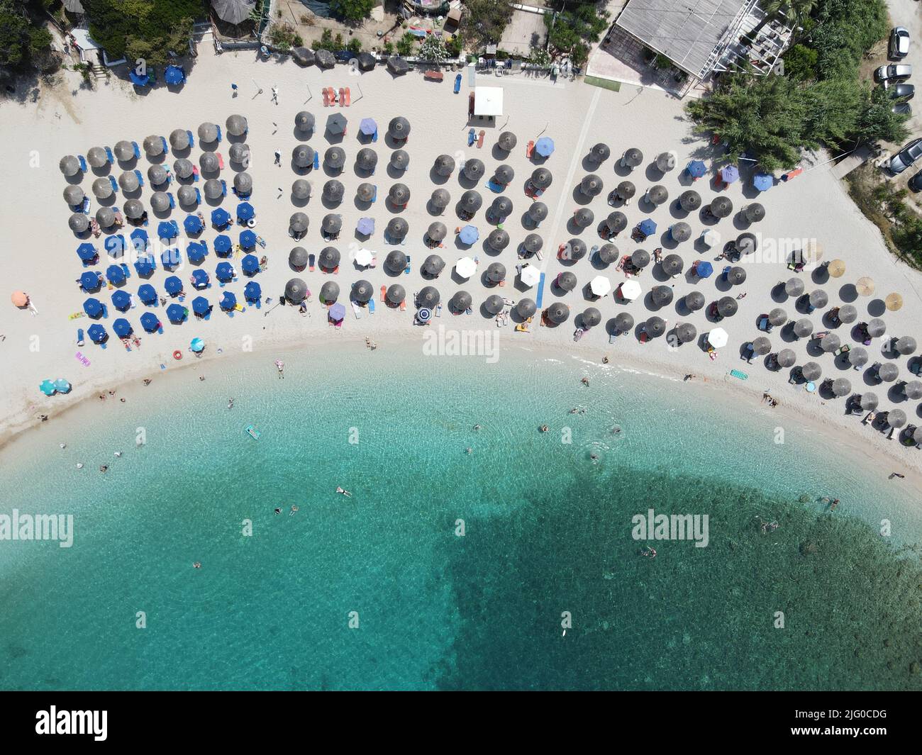 Aerial View Of Sarakiniko Beach, Blue Lagoon Crystal Waters, Greek ...