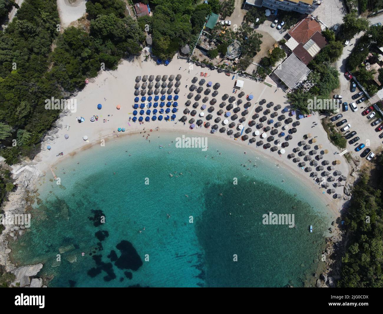 Aerial View Of Sarakiniko Beach, Blue Lagoon Crystal Waters, Greek ...