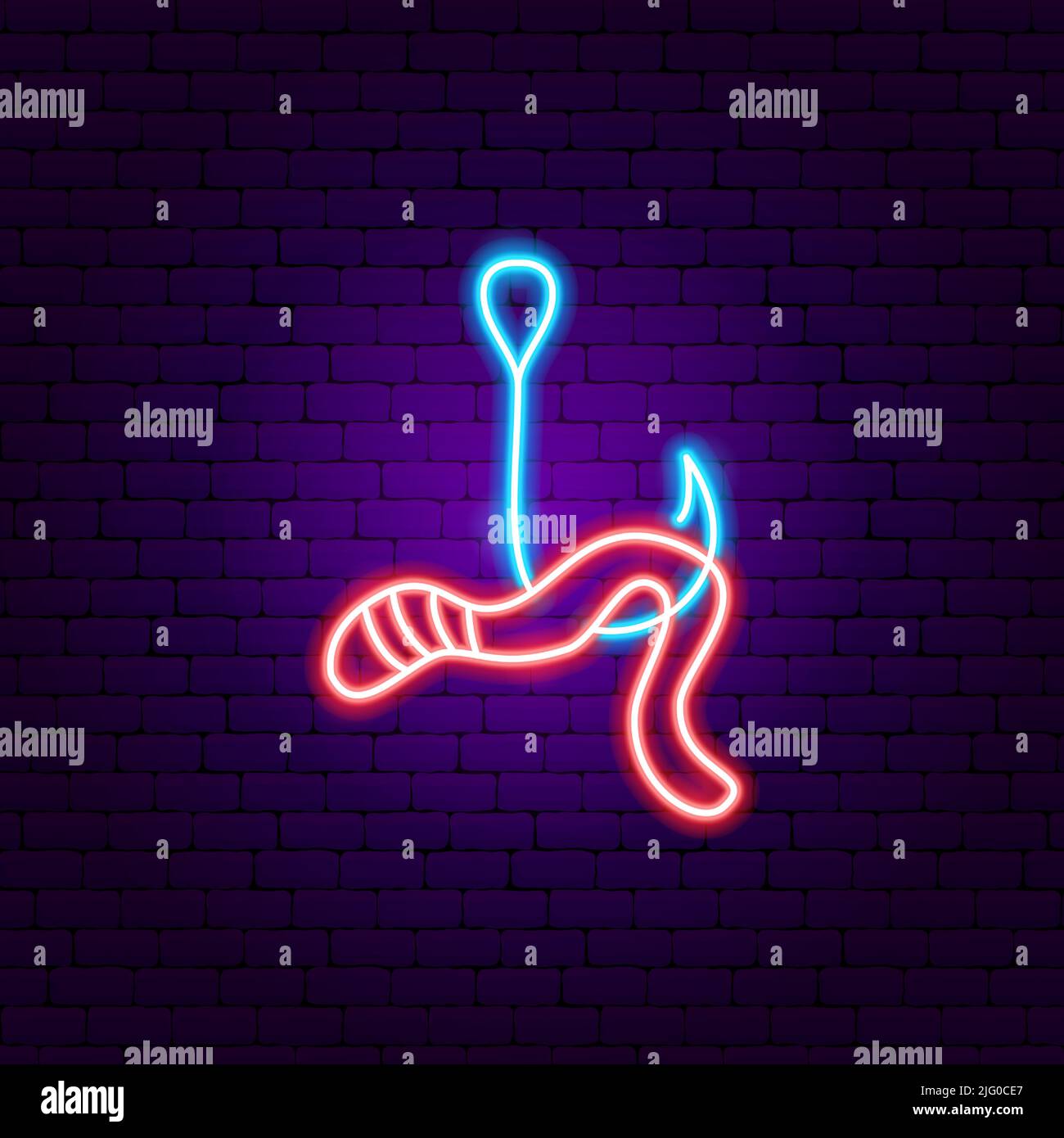 Worm Bait Hook Neon Sign Stock Vector Image & Art - Alamy