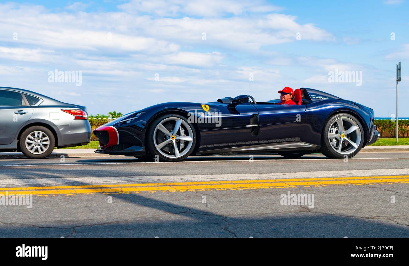Palm Beach, Florida USA - March 21, 2021: ferrari monza sp1 car on road ...
