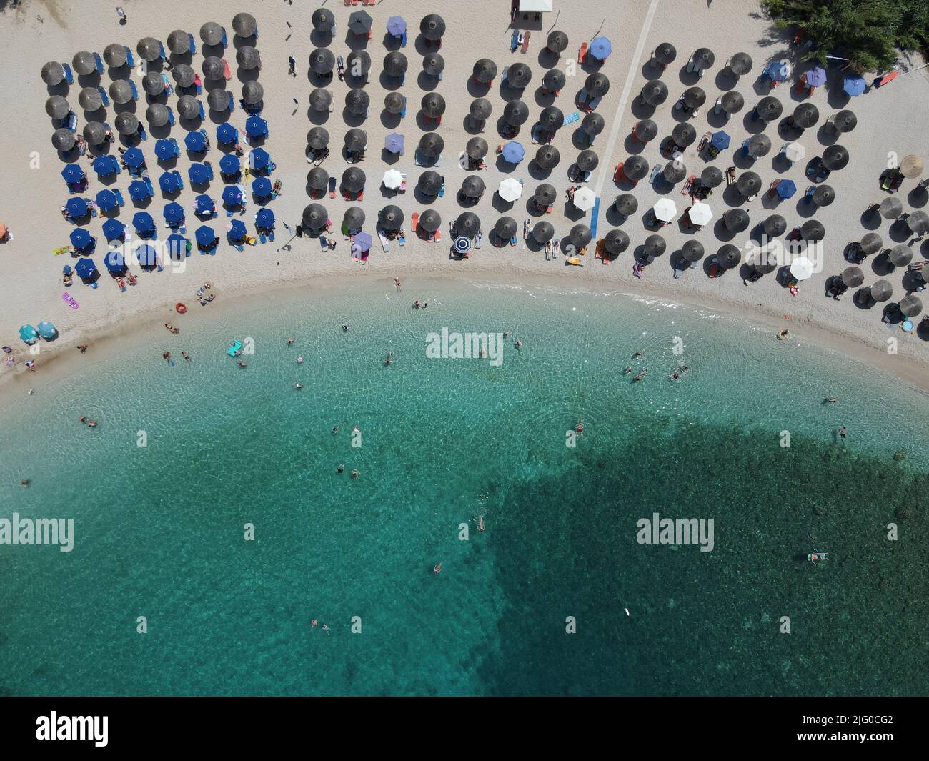 Aerial View Of Sarakiniko Beach, Blue Lagoon Crystal Waters, Greek ...