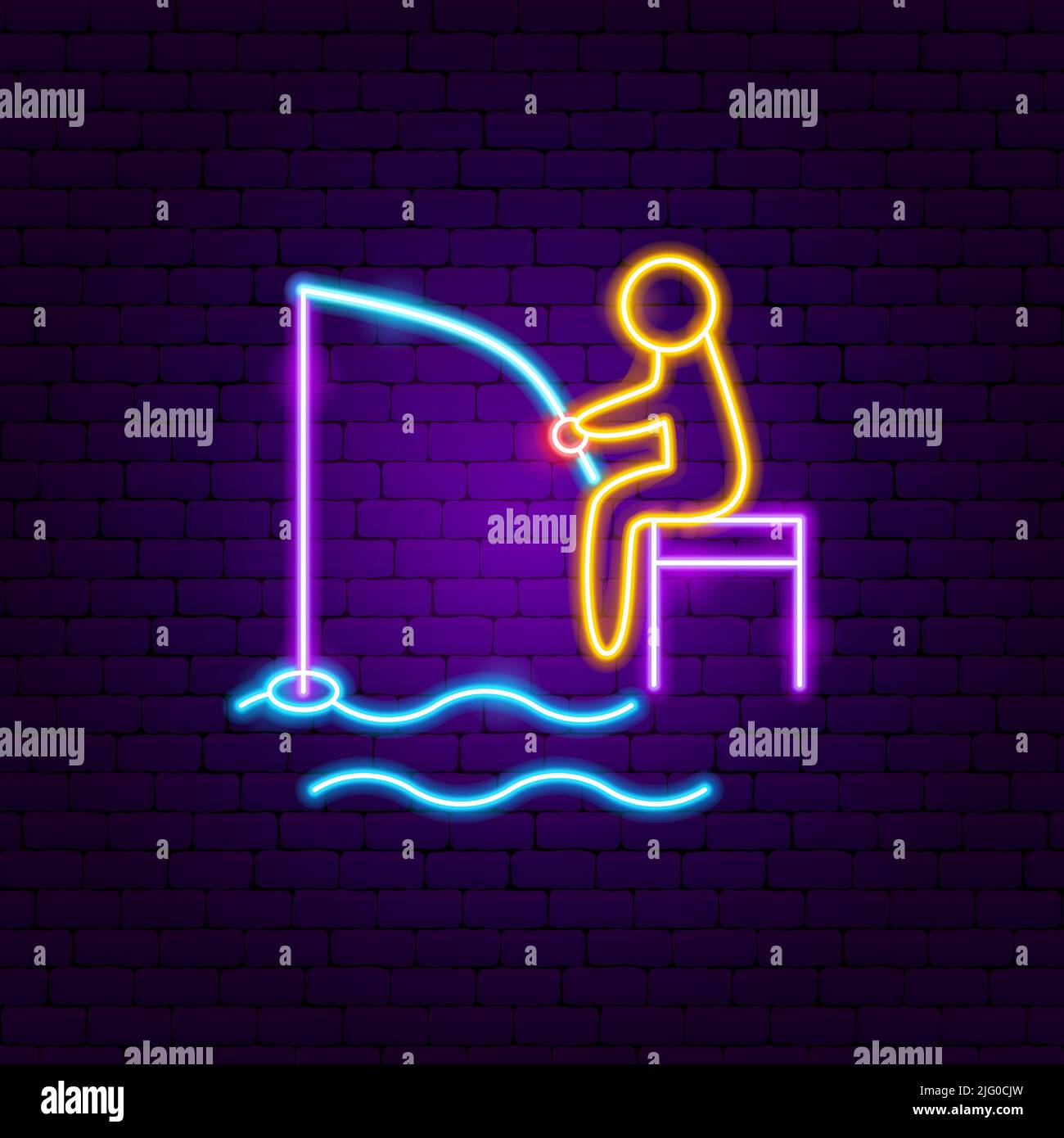 Fisherman fishing on pier Stock Vector Images - Alamy