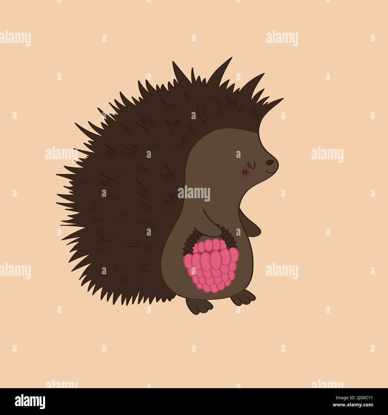 Clipart Hedgehog in Cartoon Style. Cute Clip Art Hedgehog with a Basket ...
