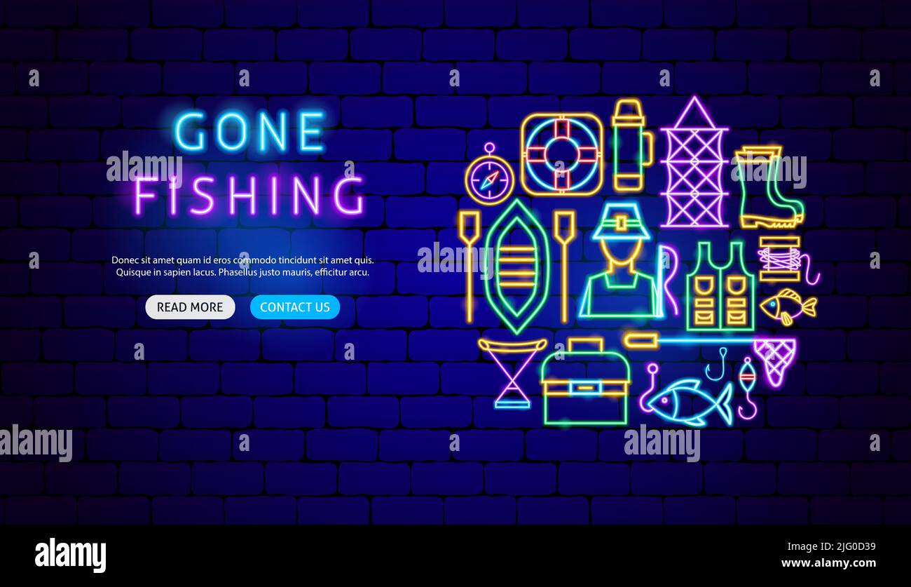 Gone Fishing Neon Banner Design Stock Vector Image & Art - Alamy