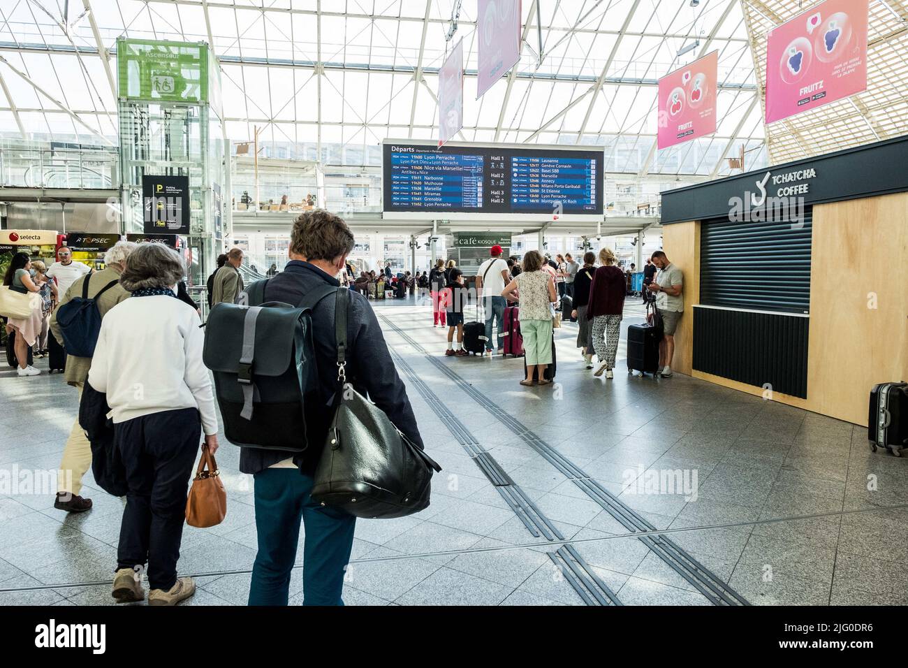 Railway stations Paris Gare de Lyon. National strike movement of SNCF ...