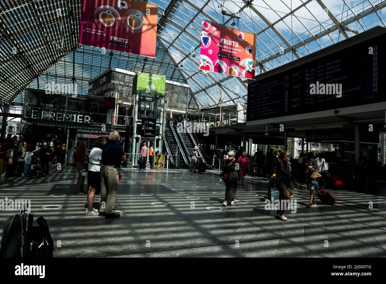 Railway stations Paris Gare de Lyon. National strike movement of SNCF ...