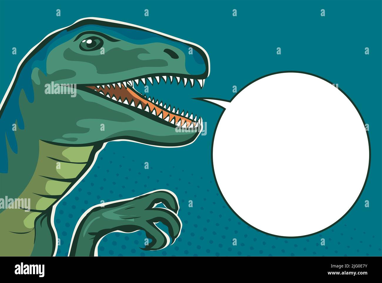 Portrait illustration of raptor head. Talking bubble. Predatory ...