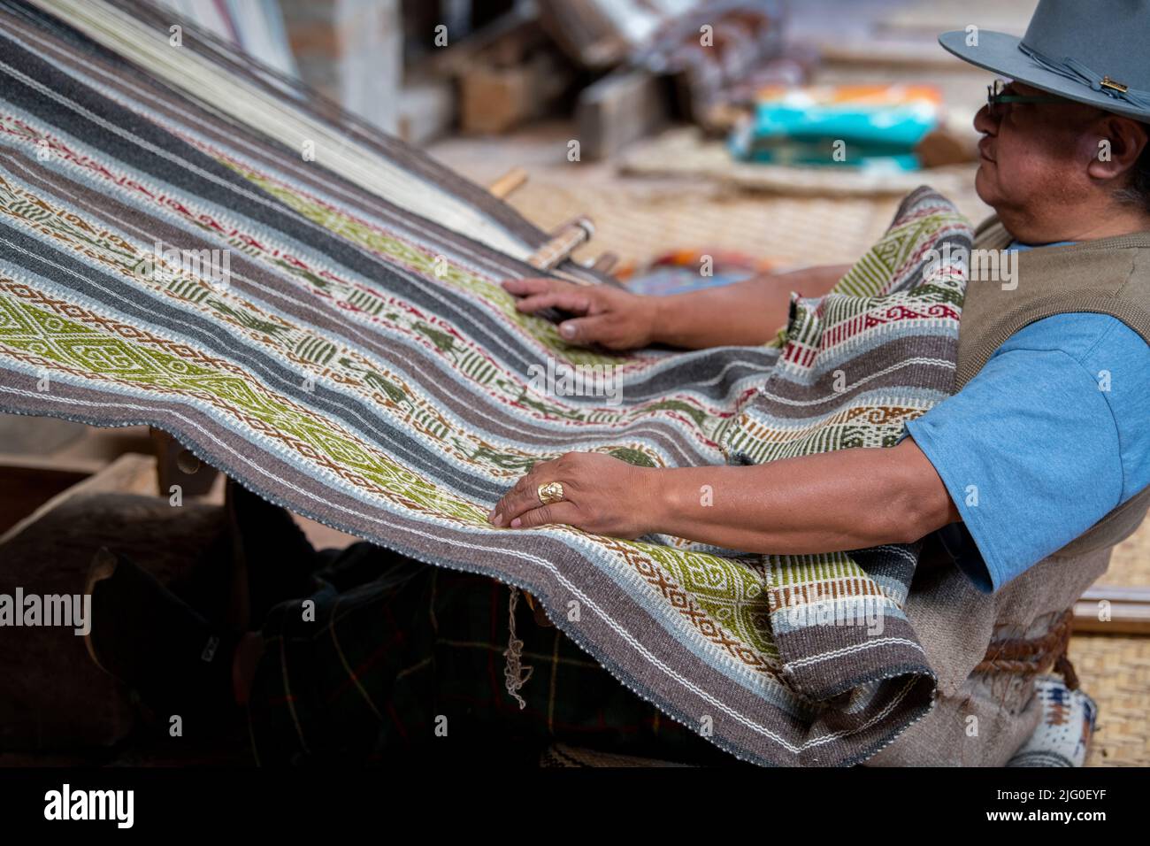 Ecuador, Quito, Paguche. Tahuantinsuyo Weaving Workshop. Traditional ...