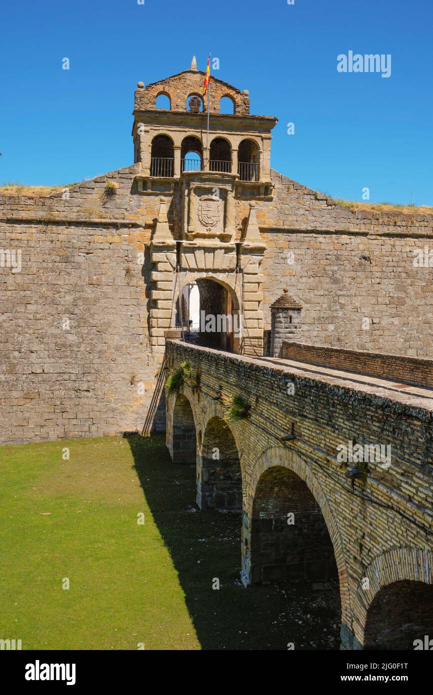the gateway to the Citadel of Jaca, in Jaca, Aragon, Spain, and the ...