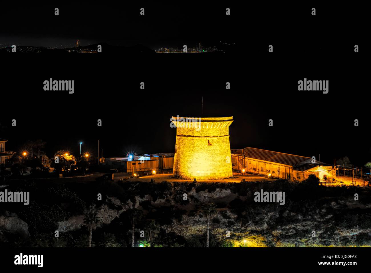 El Campello Spain tower torre tourist attraction lit at night with ...