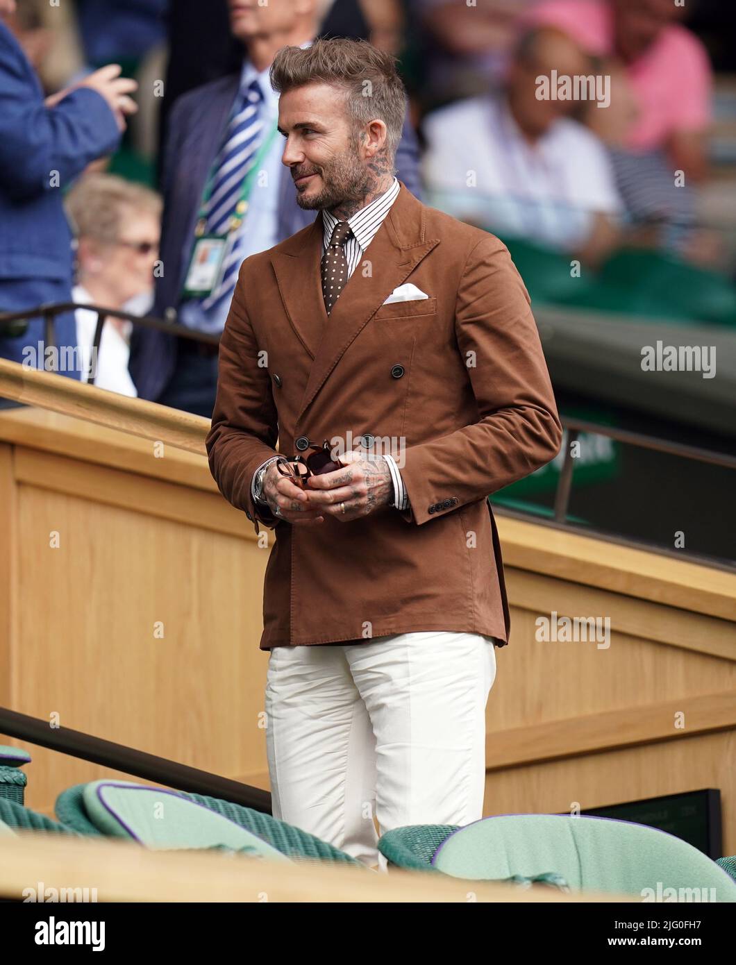 David Beckham in the Royal Box on day ten of the 2022 Wimbledon ...