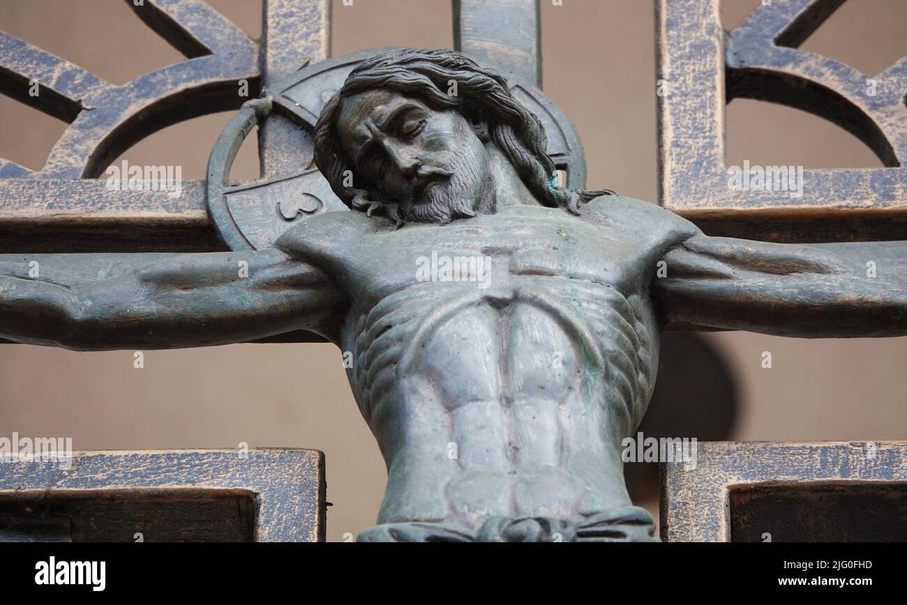 Kiev, Ukraine April 27, 2020: the crucifixion of Jesus Christ serves as ...