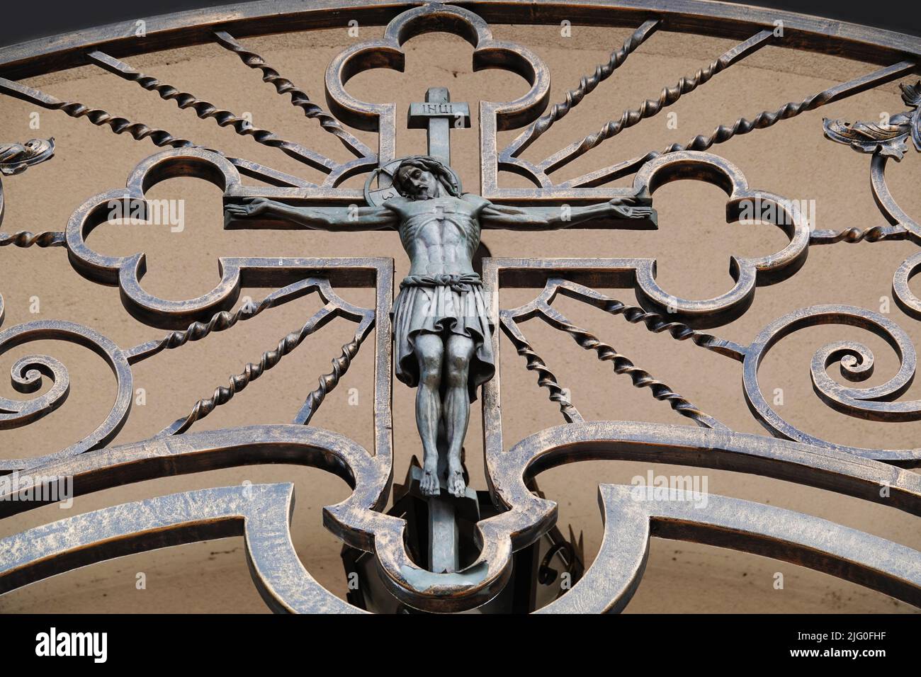 Kiev, Ukraine April 27, 2020: the crucifixion of Jesus Christ serves as ...