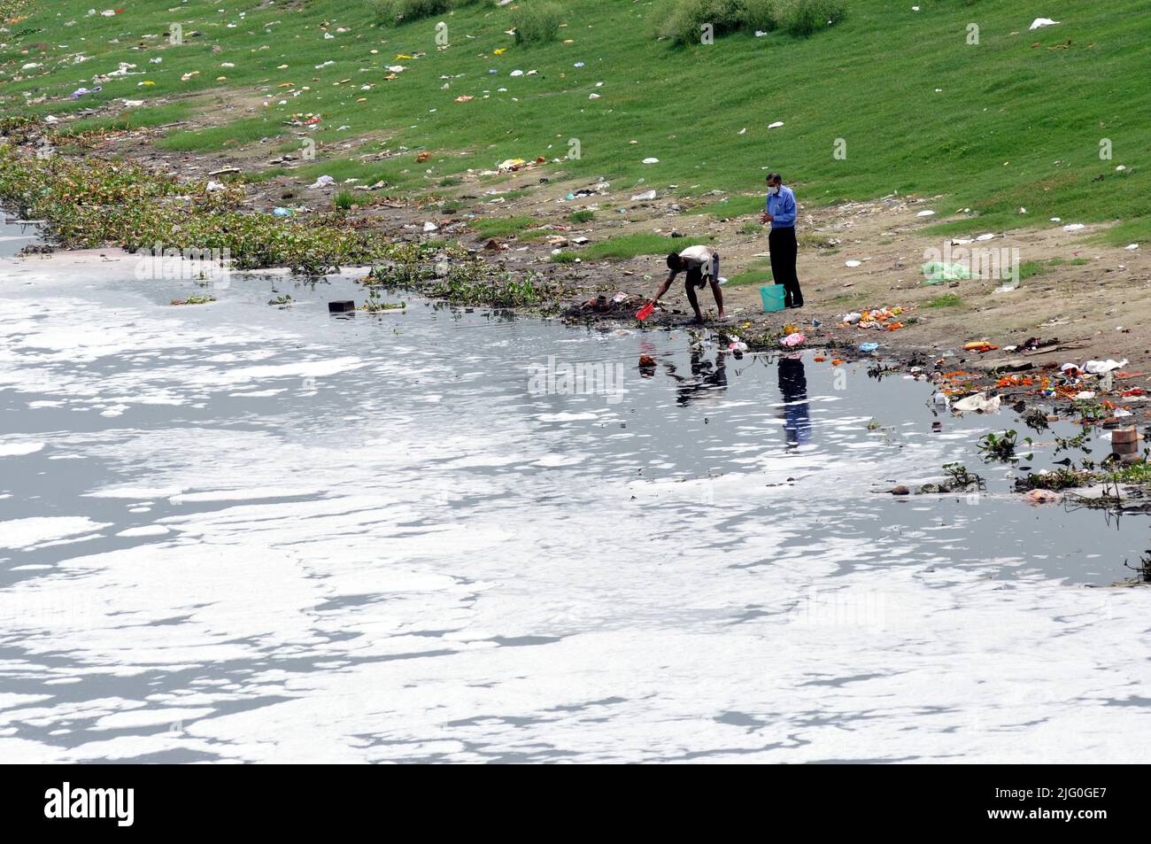 New Delhi, New Delhi, India. 6th July, 2022. Hindu holy river Yamuna ...