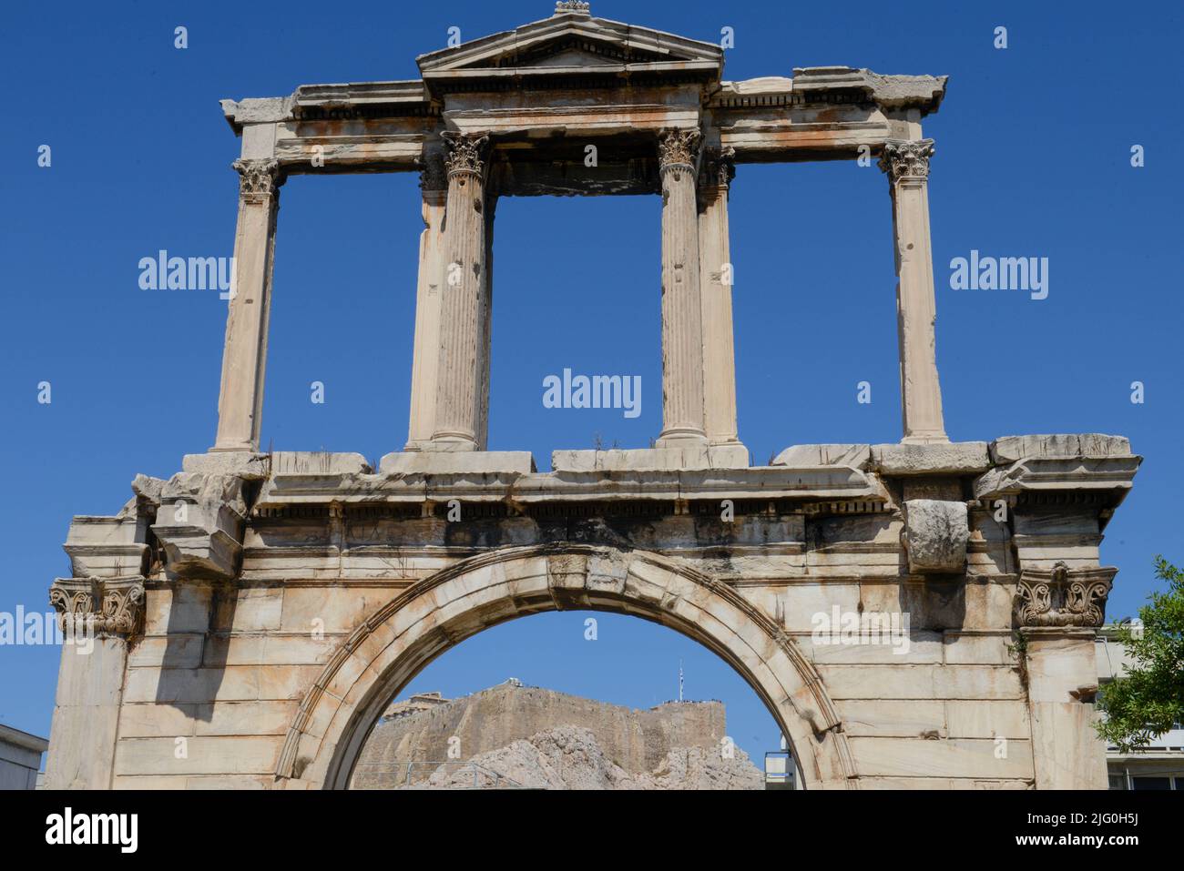 View at Hadrian's arch in Athens on Greece Stock Photo - Alamy