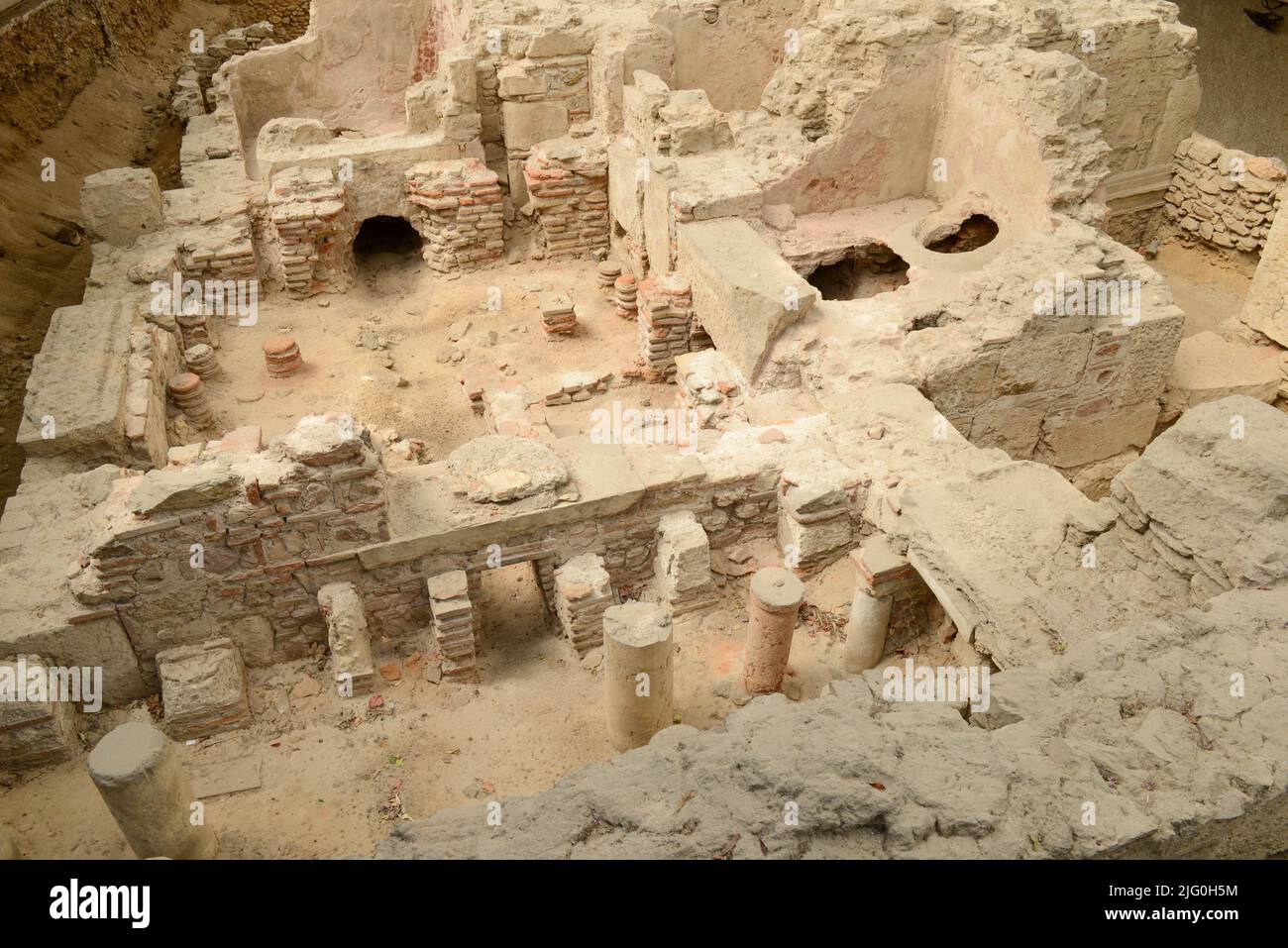 The archaeological site of roman baths at Athens on Greece Stock Photo ...