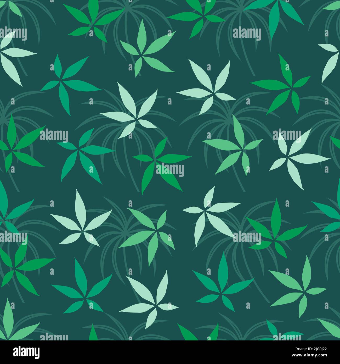 Ornate trendy floral seamless pattern design of palm and pachira leaves ...