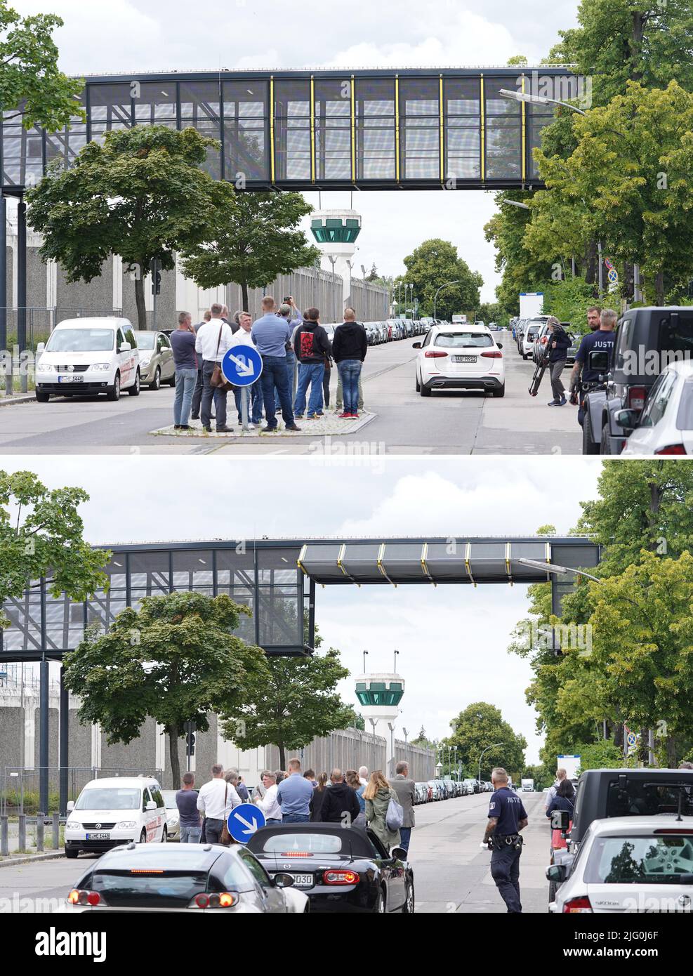 Berlin, Germany. 06th July, 2022. The photo combo shows the lifting ...