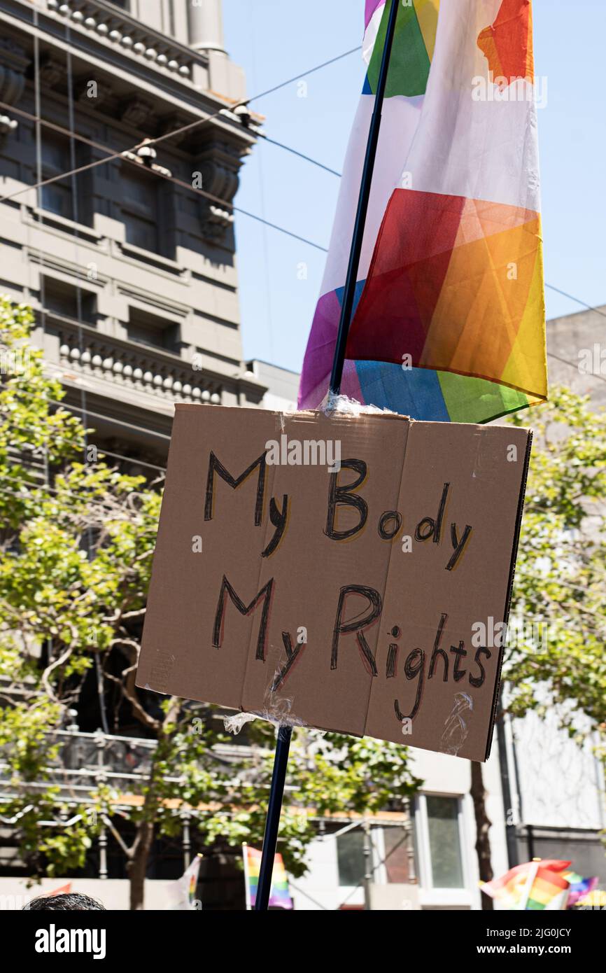 Protest sign and placard that says "My body My rights" that is being ...