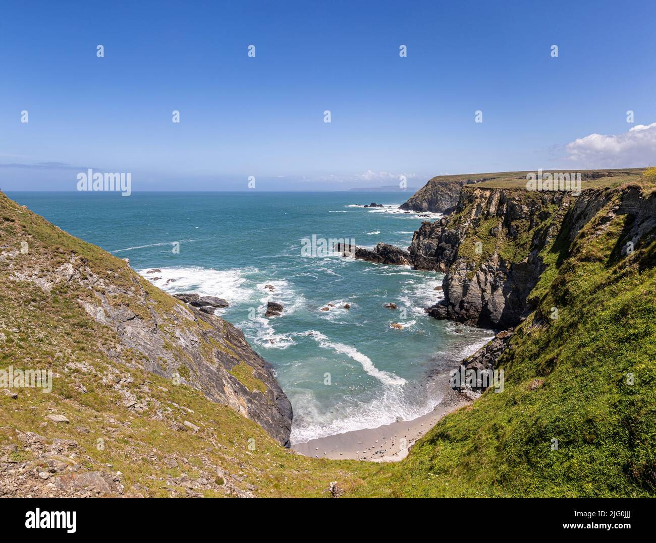 Mutton Cove, Godrevy Point, Cornwall. The beach is popular with the ...