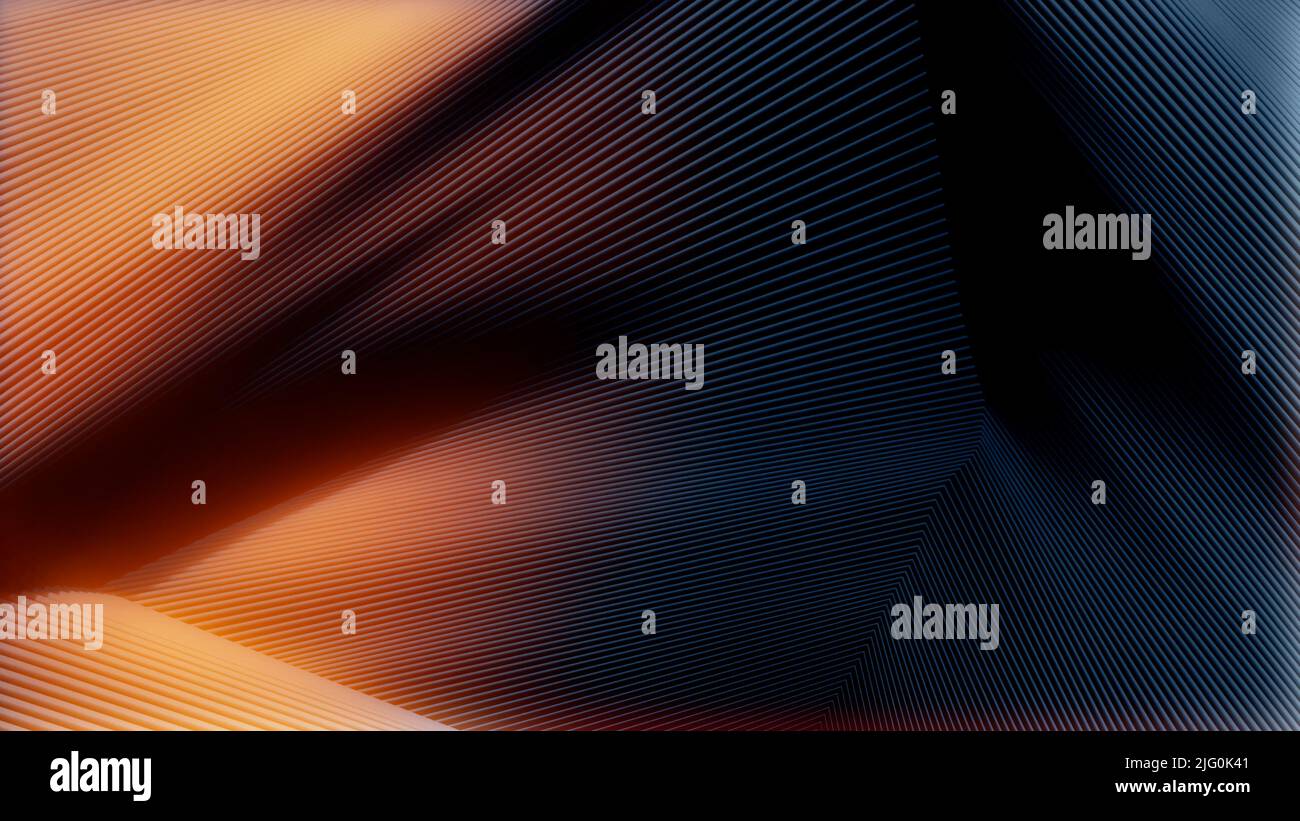 Bright teal or blue reflective lines bg with orange light - digital art ...