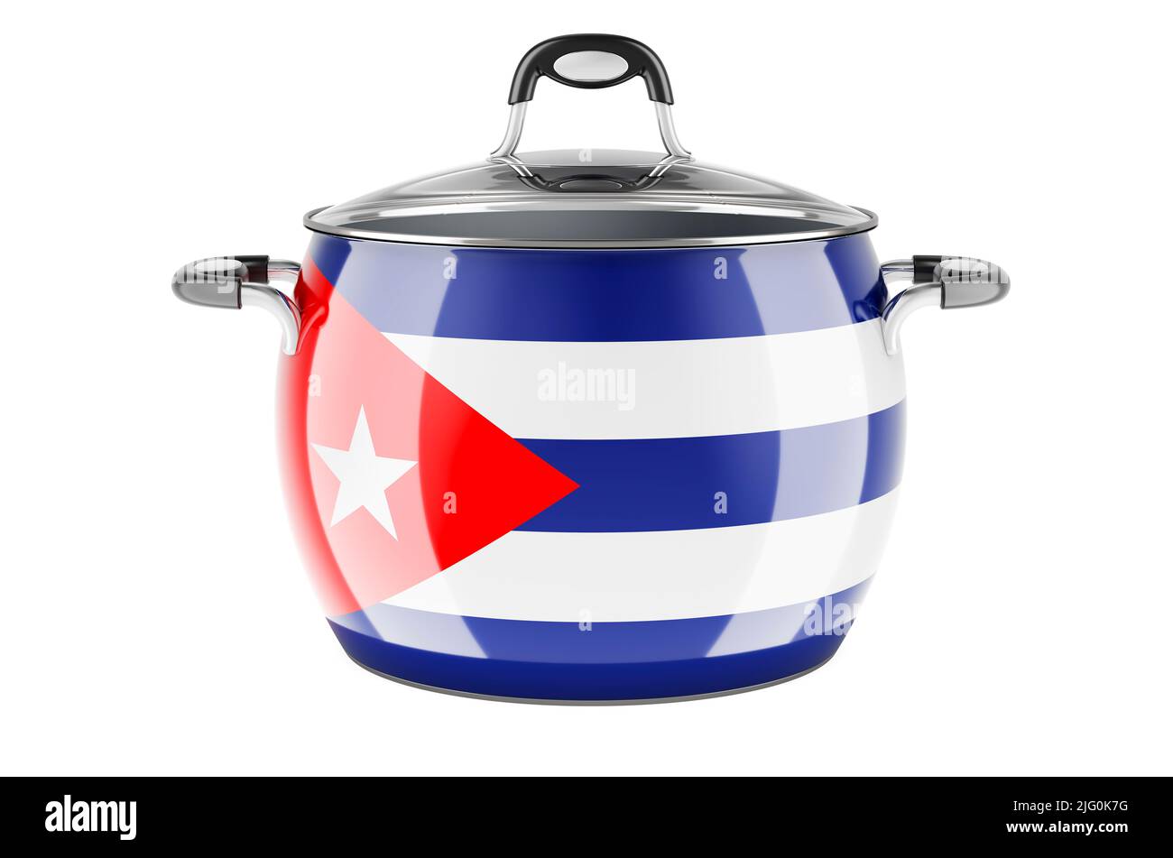 Cuban national cuisine concept. Cuban flag painted on the stainless ...