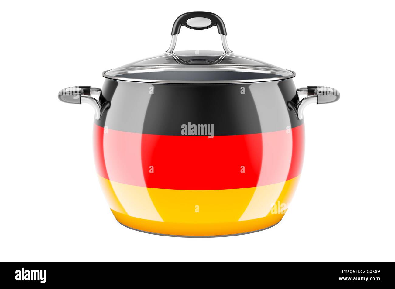 German national cuisine concept. German flag painted on the stainless ...