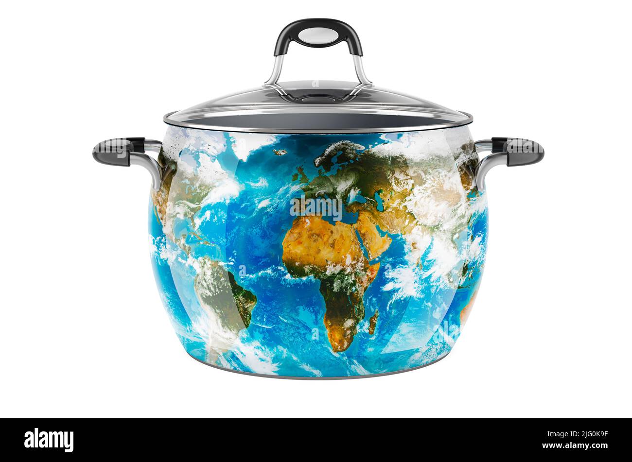 Earth texture map painted on the stainless steel stock pot. 3D ...