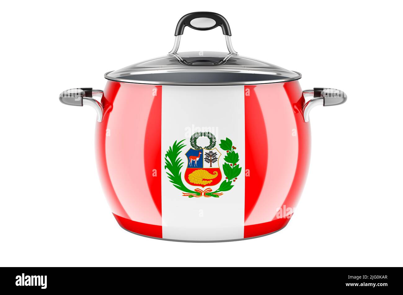 Peruvian national cuisine concept. Peruvian flag painted on the ...