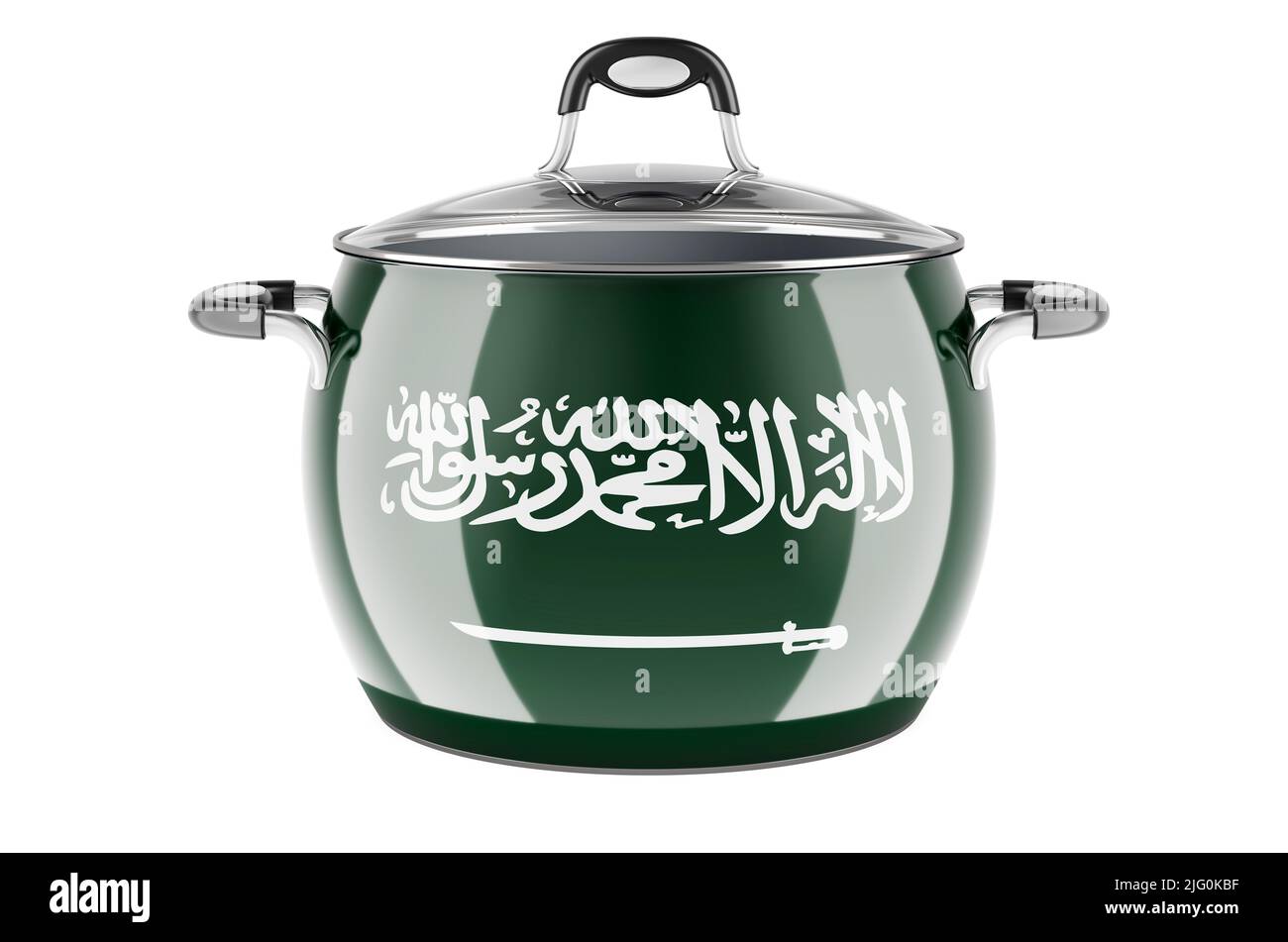 Saudi Arabian national cuisine concept. Saudi Arabian flag painted on ...