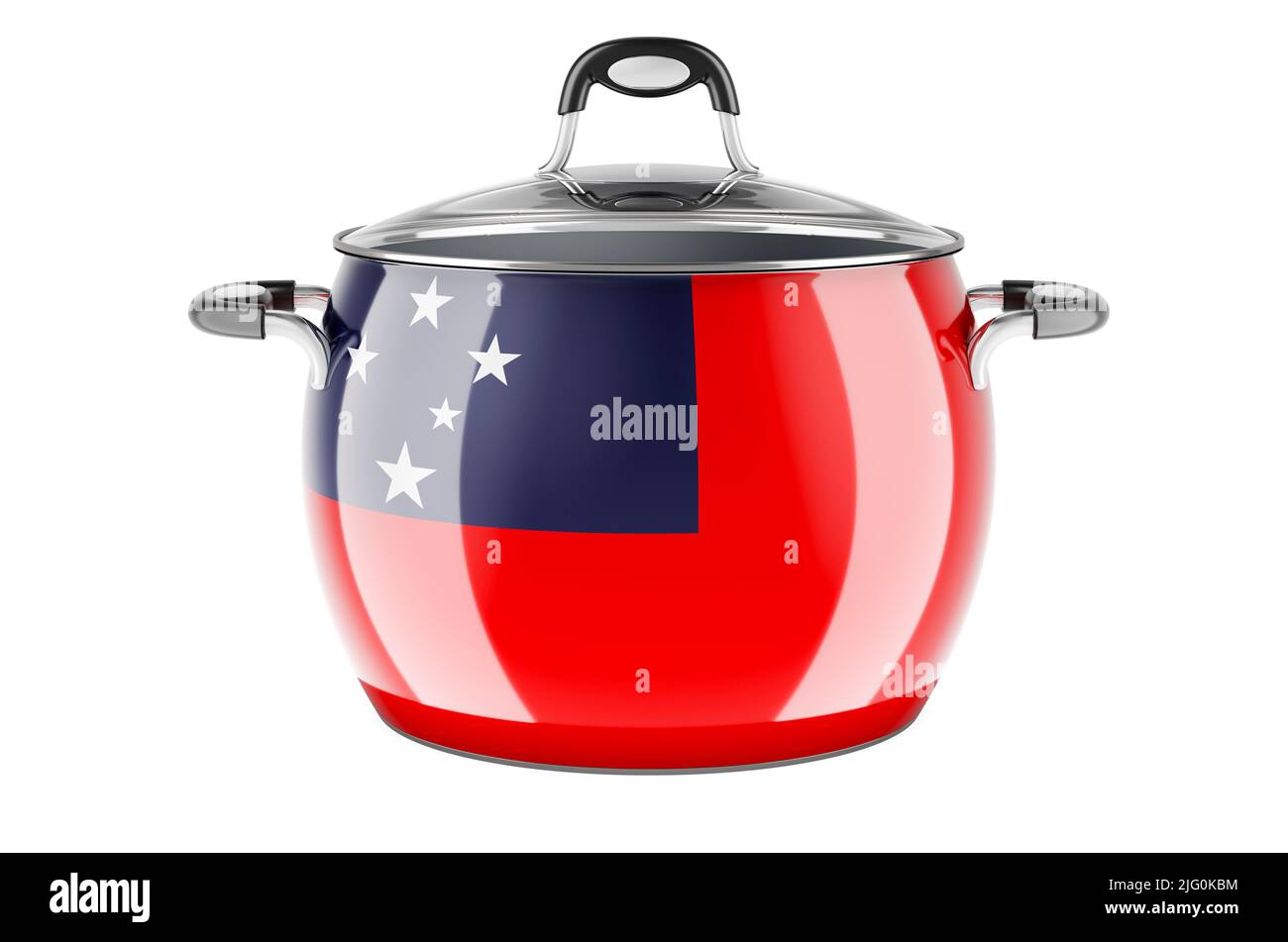 Samoan national cuisine concept. Samoan flag painted on the stainless ...