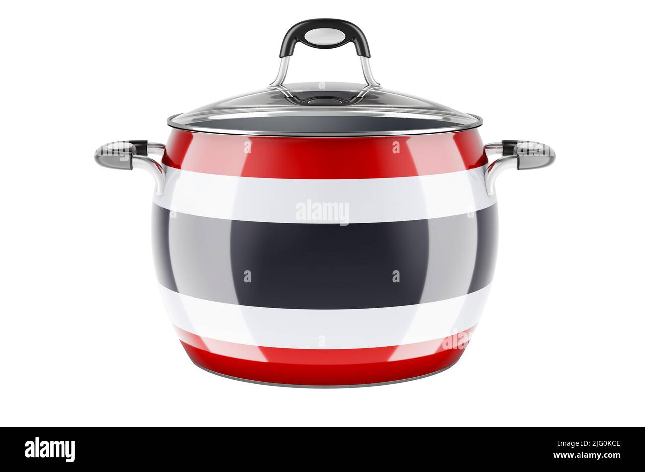 Thai national cuisine concept. Thai flag painted on the stainless steel ...