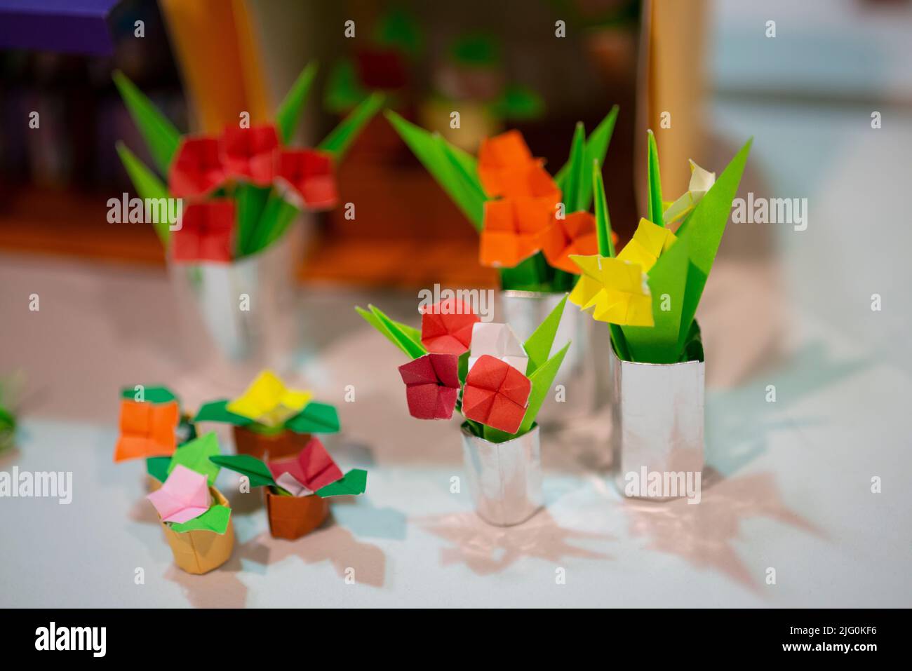 Origami Flower in a Pot Stock Photo - Alamy