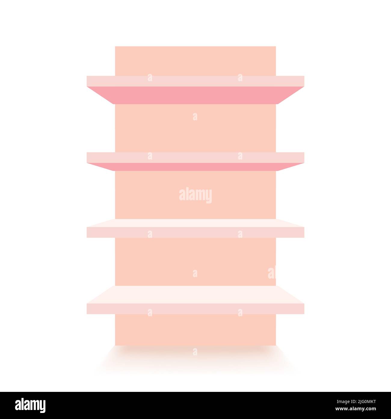 pink shelf mockup. Empty shelves template. Realistic bookshelf design ...