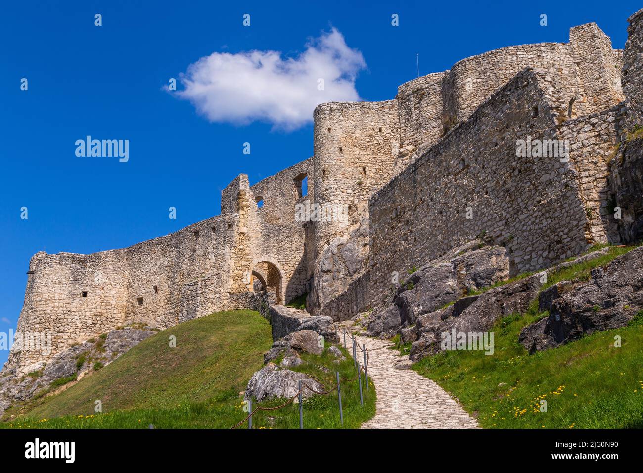 Spissky hrad castle ruins near Spisske Podhradie town, Spis region ...
