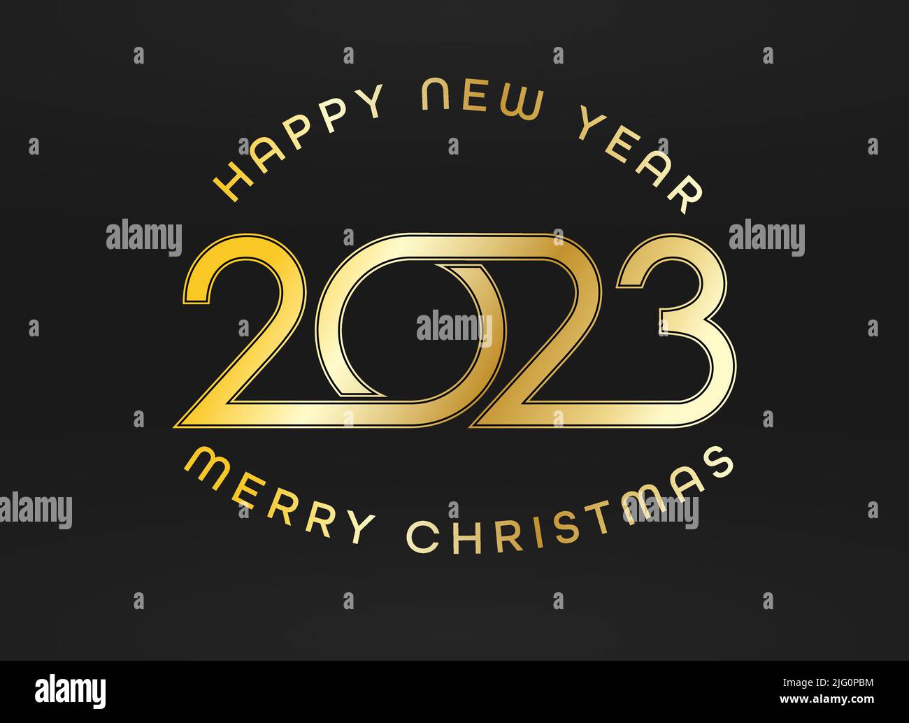 Happy New Year 2023. Gold inscription for New Year and Christmas ...