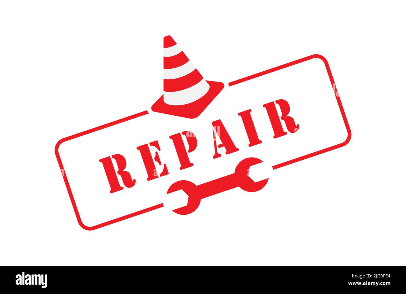 Repair. A sign with a key and a cone. warning sign. Flat style Stock ...