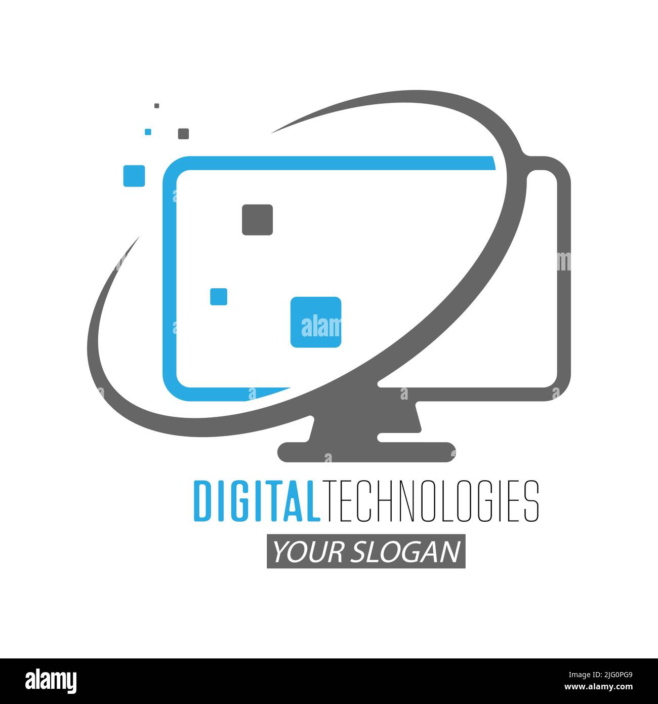 Digital technologies. Vector template of an icon, logo, sticker or ...