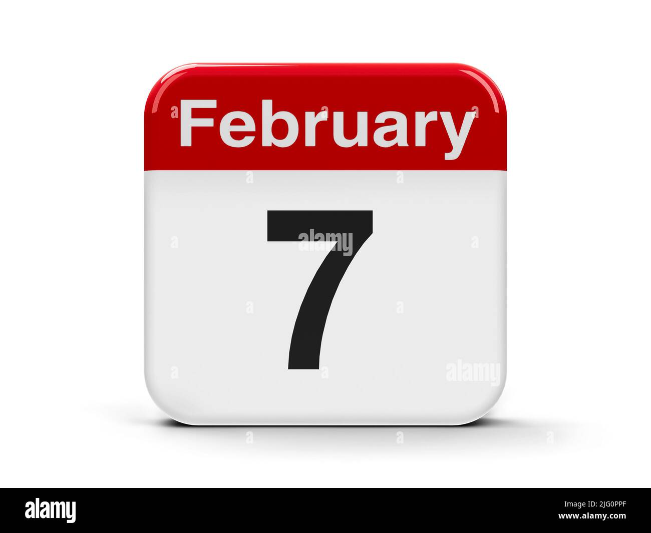Calendar web button - The Seventh of February, three-dimensional ...