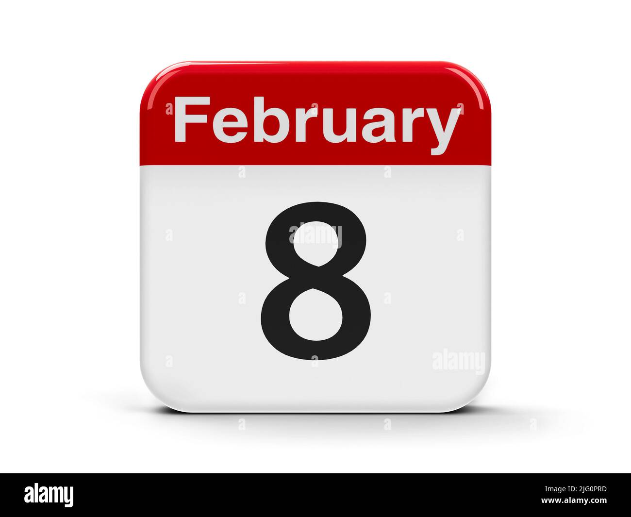 Calendar web button - The Eighth of February, three-dimensional ...