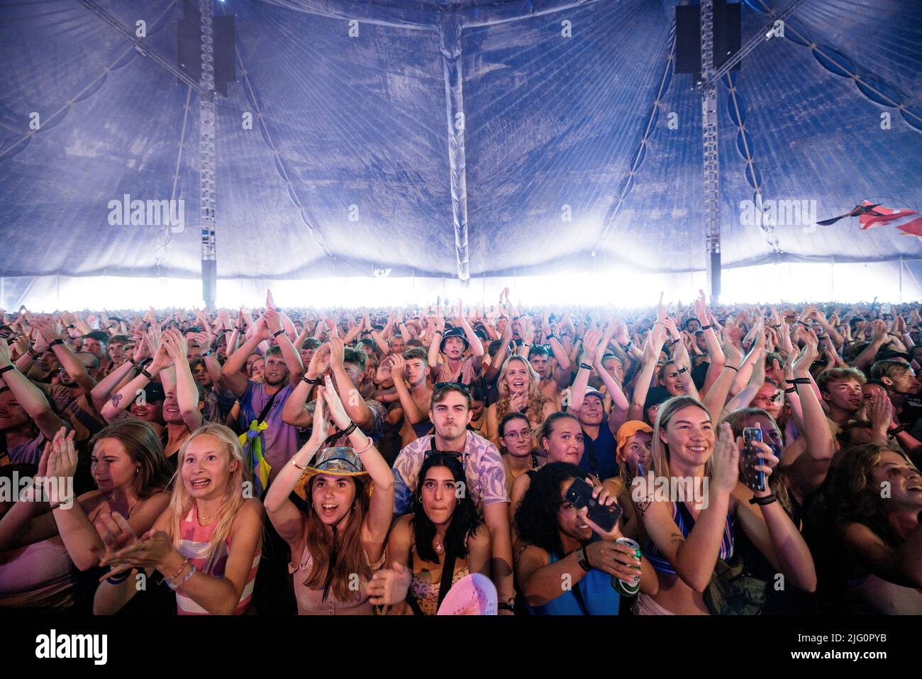 Roskilde, Denmark. 30th, June 2022. Festival goeers seen at one of many ...
