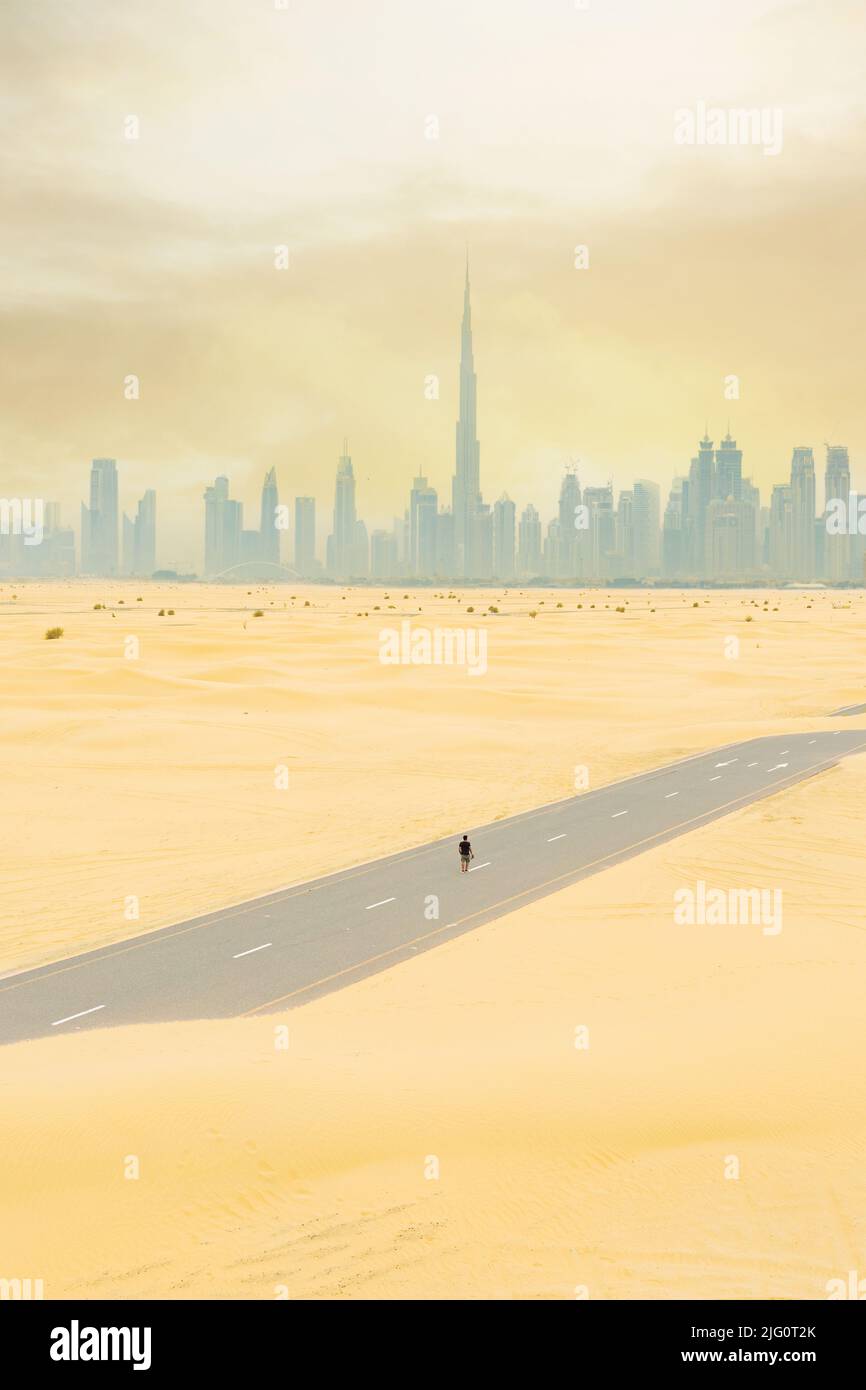 Dubai from a distance sand hi-res stock photography and images - Alamy