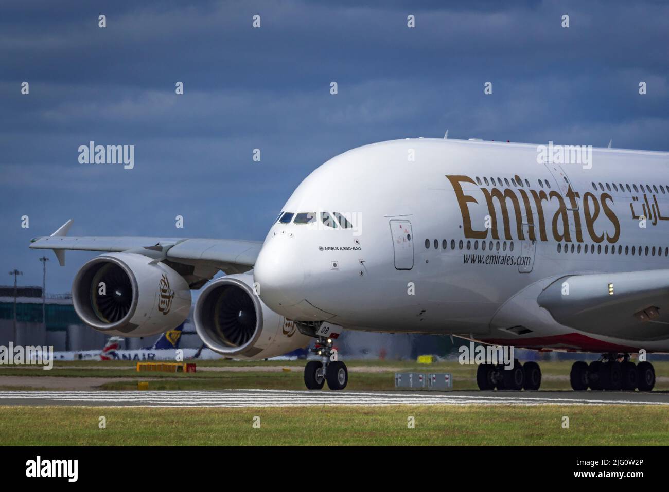 Emirates A380-800 airliner at manchester airport Stock Photo - Alamy